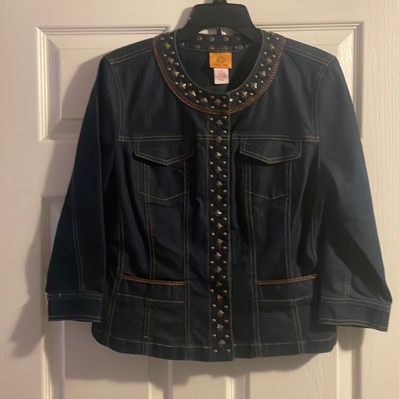 Ruby Rd. | Jackets & Coats | Ruby Red Dark Denim Braided Edge Grommet | Poshmark